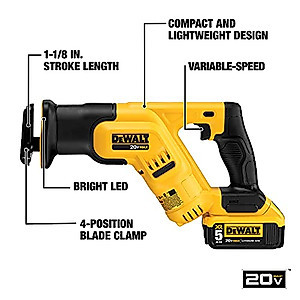 DEWALT 20V MAX* Cordless Reciprocating Saw Kit, 5 Amp-Hour Battery (DCS387P1)