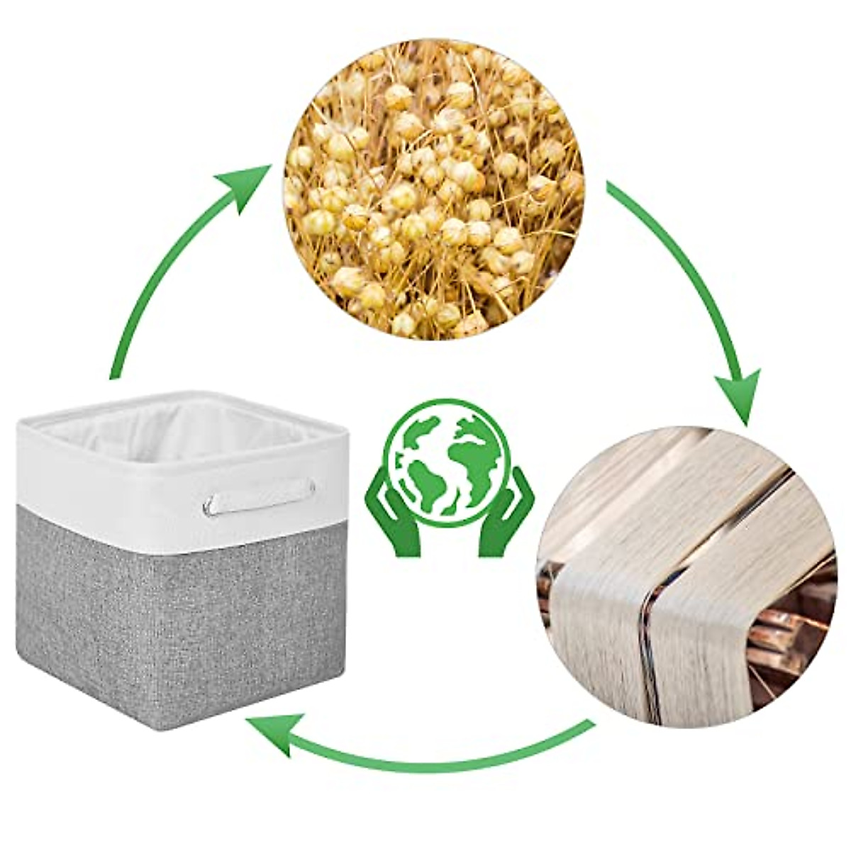 FinishingBo Cube Storage Bins 11” x 11" x 11” Cloth Baskets for Storage with Fabric Handles for Shelf, Closet, Nursery, Office Organizer, Set of 6