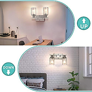 ShineTech 2-Light Bathroom Vanity Light Fixtures, Modern Vanity Lights with Clear Glass Shade, Brushed Nickel Bathroom Wall Light, Wall Sconce Wall Lamp for Mirror Kitchen Living Room Bedroom Hallway