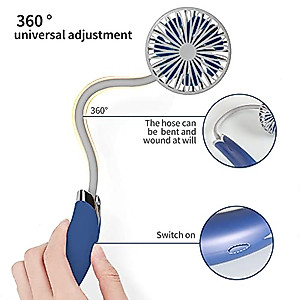 HUIQIMEI Portable Neck Fan Rechargeable Cooling Neck Fan Detachable Electric Personal Fans Independent Switch Control Long Battery Life for Travel Office Household Outdoor Sports (Blue)