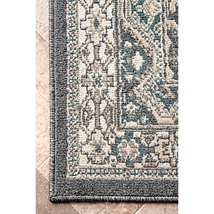 nuLOOM 9x12 Becca Traditional Tiled Area Rug, Charcoal, Faded Transitional Design, Stain Resistant, For Bedroom, Dining Room, Living Room, Hallway, Office, Kitchen, Entryway