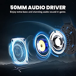 OFFSIR Gaming Headset with Microphone for PS4 PS5 Xbox One PC, Gaming Headphones with RGB Light, Noise Canceling Mic, Bass Surround Sound Headsets for Playstation Xbox 1 Nintendo Switch Laptop Mac