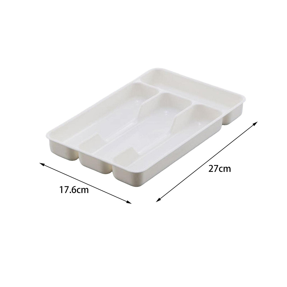 Milageto Cutlery Tray Multifunction Fittings with 4 Compartments Organizer Cutlery Storage Box for Flatware Silverware Stationery Kitchen Drawer , White