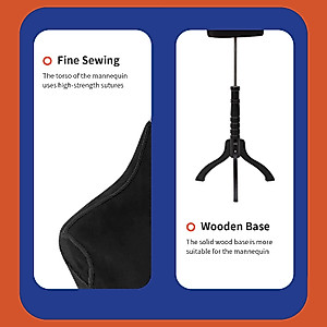 PayLessHere Female Mannequin Torso Sewing Mannequin Dress Form Mannequin Body 53-67 Inch Adjustable Dress Mannequin with Stand Wood Base for Sewing Counter Window Display (Black, 53-67 Inches)