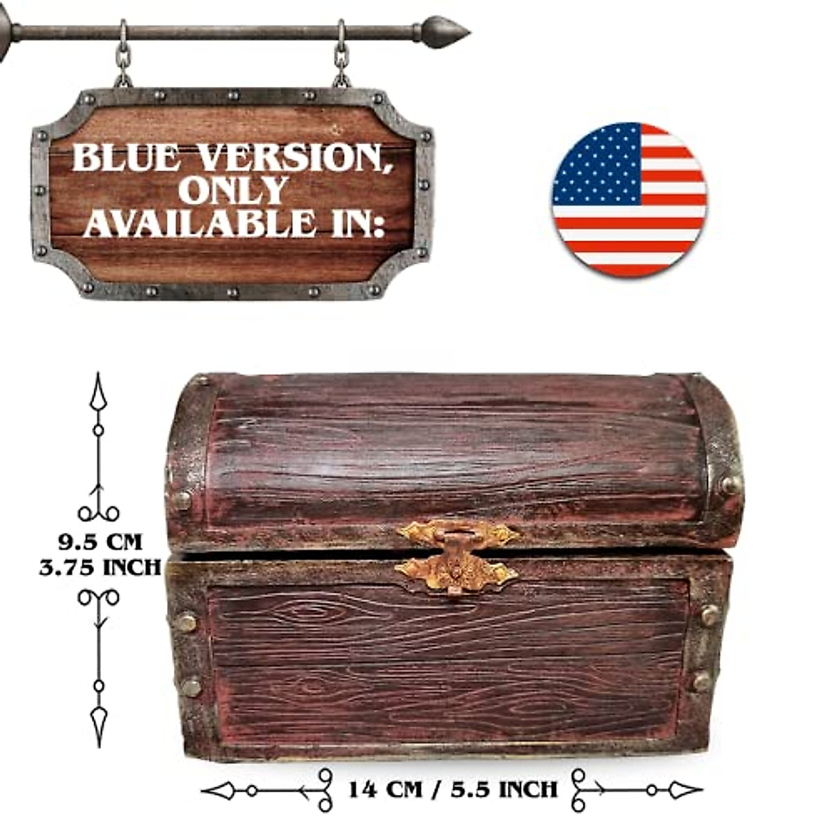 Power Beast Dungeon Mimic Chest Dice Storage Box with Glass Eye, Miniatures and Dungeons and Dragons Accessories, D&D Gift, DND, Dungeon Master, Holds up to 5 Sets of Polyhedral Dice. RPG Game. (RED)