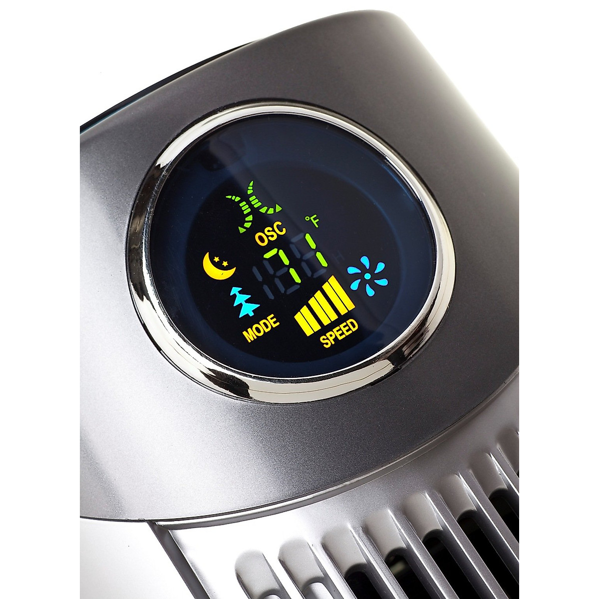 Ozeri Adjustable Oscillating Tower Noise Reduction Technology Ultra 42” Wind Fan, Silver