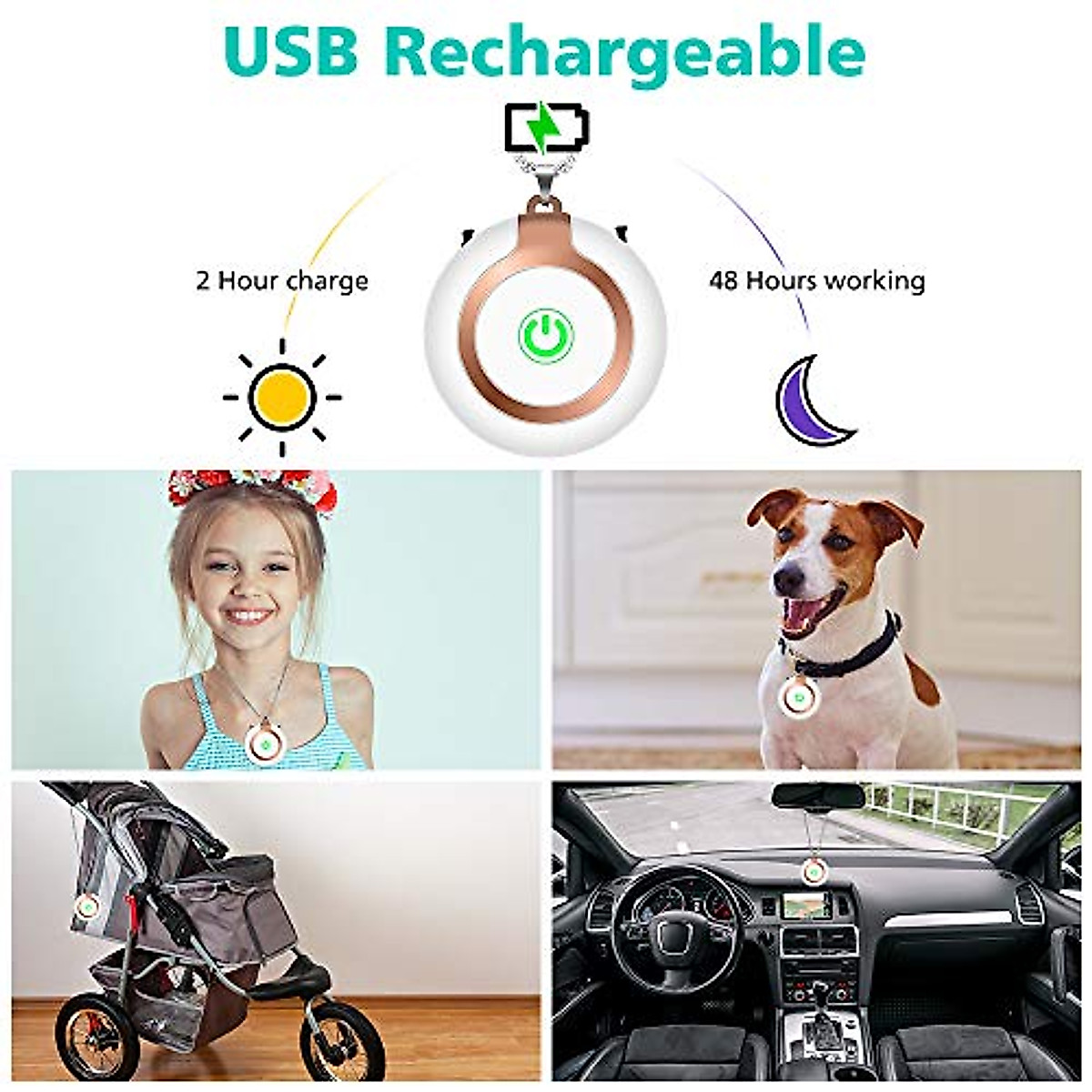 OVICISK Necklace Air Purifier, Personal Air Purifier, USB Rechargeable Travel Size Air Purifier, Portable Wearable Air Purifier for Home, Kids, Adults, Office, Smell-White