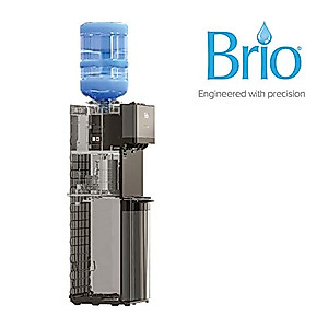 Brio Limited Edition Top Loading Water Cooler Dispenser - Black Stainless Steel - Hot & Cold Water, Child Safety Lock, Holds 3 or 5 Gallon Bottles - UL/Energy Star Approved