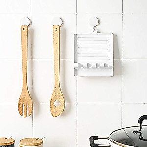 Kitchen Utensil Rest, Spoon Rest, Kitchen Utensil Set, Upgrade Hanging Design, Heat-Resistant, BPA - Free Spoon Holder for Spoons, Ladles, Tongs & More - 2 Pack (White & Grey) - Luck Love