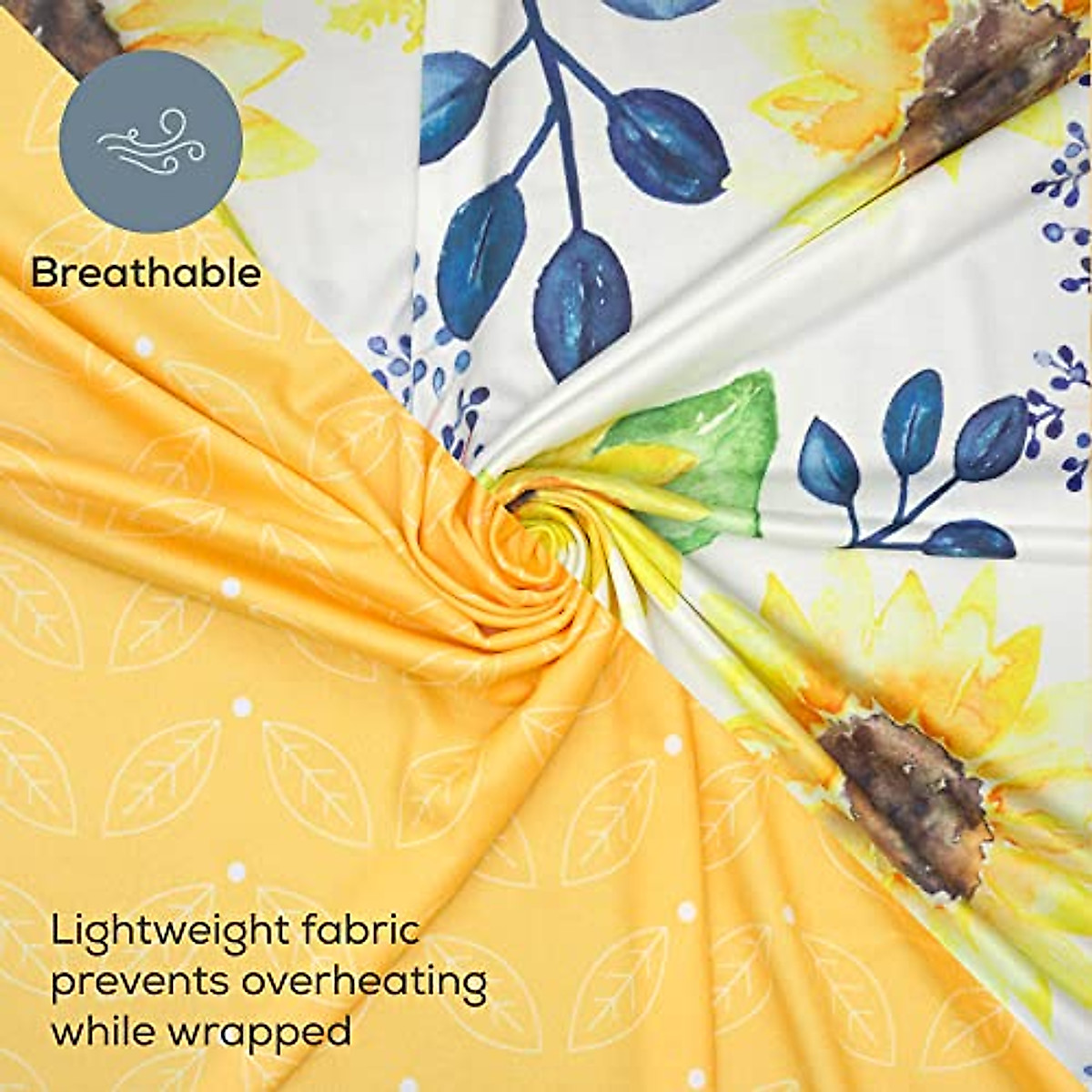 First Landings Newborn Swaddle Set - Matching Headband and Baby Blanket (Set of 2 Each) 36" x 36" Receiving Baby Blanket Boy and Girl - For Newborn Photography, Nursing Covers, Burp Cloths (Sunflower)