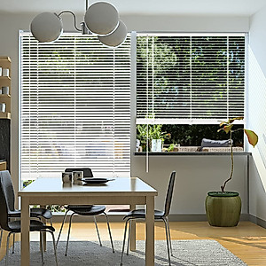 KCO Mini Blinds for Windows Cordless Horizontal Window Blinds and Shades, Vinyl Venetian Blinds Anti-UV Waterproof Light Adjustment Mini Blinds, 18" W x 64" L, White