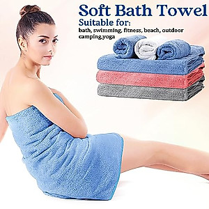 Moukeren 18 Pcs Microfiber Bath Towels Set Bath Towels Hand Towels Washcloths Set Microfiber Coral Velvet Highly Absorbent Bathroom Towel for Bath Fitness Sports Yoga Travel (Classic Colors)