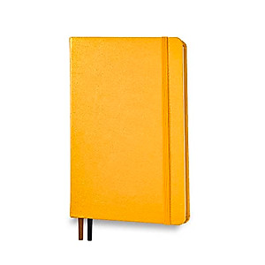 Minimalism Art, Premium Hard Cover Notebook Journal, Classic 5" x 8.3", 122 Numbered Pages, Gusseted Pocket, Ribbon Bookmark, Extra Thick Ink-Proof Paper 120gsm, San Francisco (Dotted, Amber Yellow)