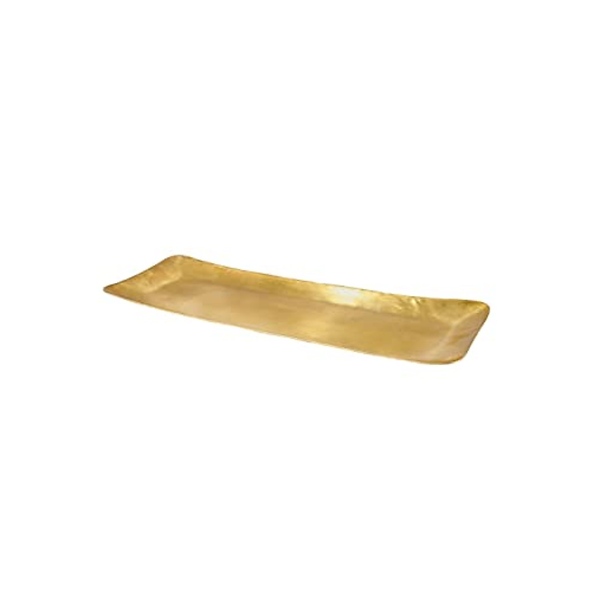 Serene Spaces Living Gold Rectangle Brass Tray, Decorative Vanity Tray, Cosmetic & Jewelry Organizer, Serving Platter, Fruit Holder, Candle Holder for Coffee Table, 16.5" Long X 6" Wide X 1" High