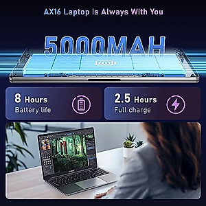 ACEMAGIC Laptop 16 inch FHD Display, 16GB RAM 512GB ROM with Intel 12th Gen Alder Lake N95(4C/4T, Up to 3.4GHz) Laptop Computer Support WiFi, BT5.0, 1MP Webcam, 3*USB3.2, Type-C