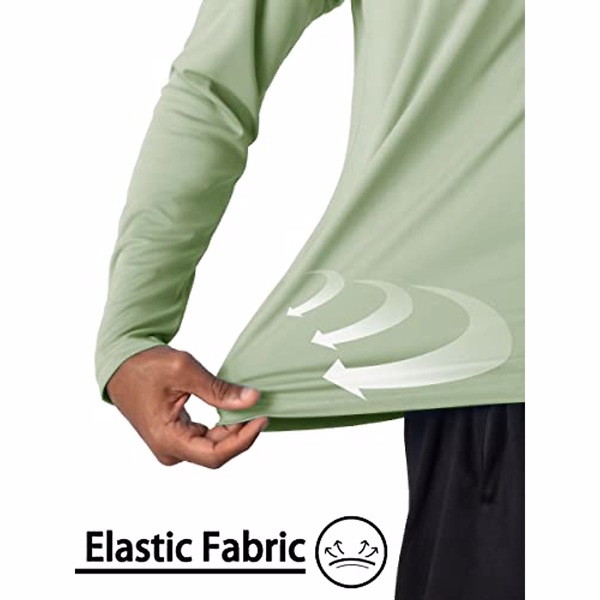 TACVASEN Men's UV Shirt Long Sleeve Swim Sun Protection Tops Running Shirts Outdoor Rash Guard Performance Tee Quick Dry Swimwear for Men Light Green