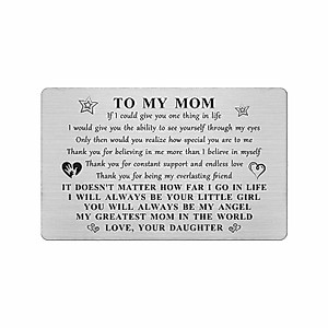 Yobent Mom Gifts from Daughter, Happy Birthday Mom Gift Card, Personalized Thank You Mom Christmas Gift for Women, I Love My Mom Present