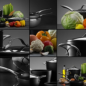 Vkoocy Classic Hard-Anodized Nonstick Cookware Set, 8-Piece Pots and Pans Set with Stay-Cool Handles, Durable & Oven Safe to 500°F