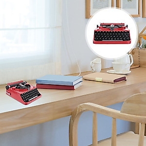 FOMIYES Vintage Typewriter Model Metal Manual Typewriter Antiques Retro Electric Typewriter Desktop Ornament for Home Office Study Room Decoration Red
