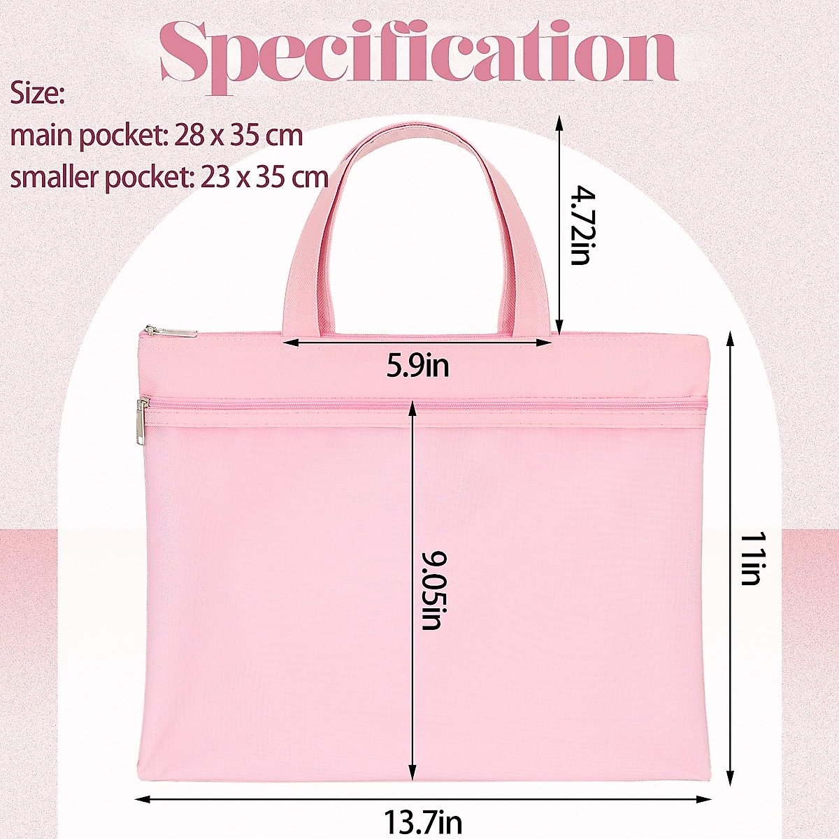 PerKoop Mesh Zipper Pouch with Handle Zipper Mesh Bag A4 Foldable Pocket Document Bag 11x13.7 in Waterproof Document Storage Supply Organizers for Project Papers Books, 4 Colors(8 Pcs)