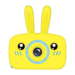 Kids Camera, Rabbit Shape Video LCD Screen Kid Camera, Kids Camera for Girls, USB Data Transfer Kids Digital Camera, Battery Powered Toddler Camera Yellow