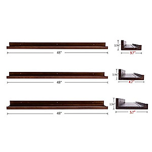 AZSKY Espresso Floating Shelves 48in Long Picture Shelf Wood Denver Modern Wall Mount Narrow Wall Shelf Picture Ledge-3 Different Sizes Mounting Hardware Included Pine (48inch set3)