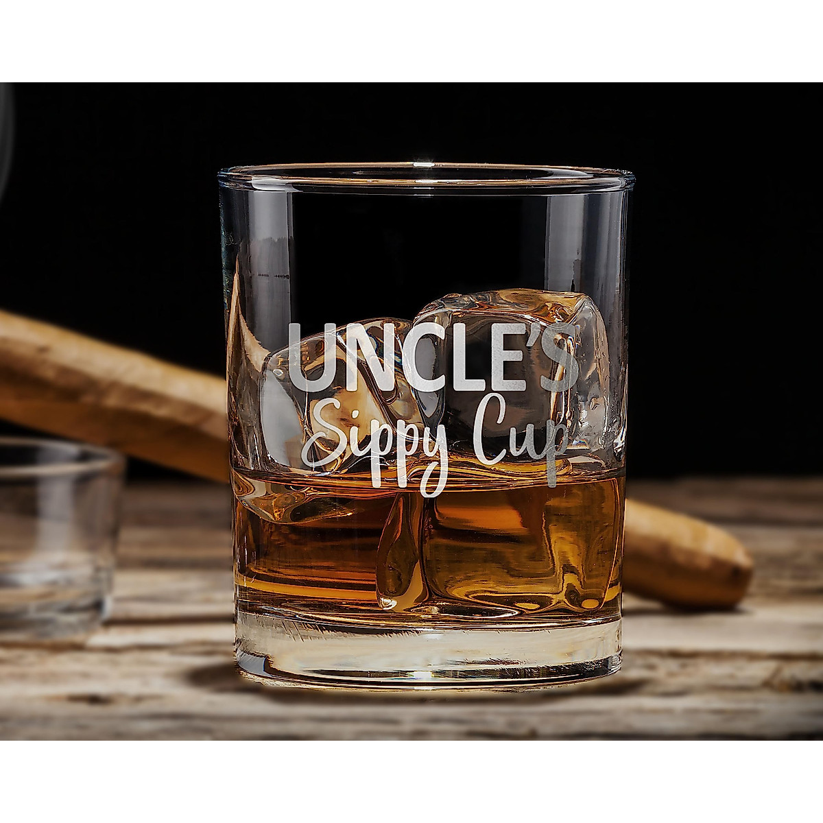 UNCLE'S SIPPY CUP Custom Personalized Whiskey Glass - Laser Engraved Etched Funny Gift for Dad Uncle Grandpa