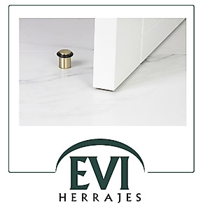 EVI | Doorstop | 1.06'' X 1.15'' | Threaded Base | Natural Silicone Black Rubber | Brass Matte Finished | Includes Strips + Fastening Anchor | 2X Mod. I-108