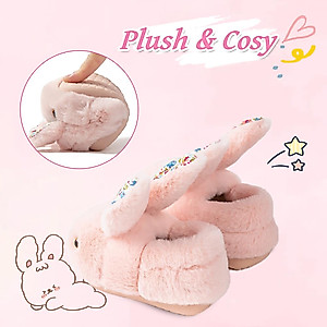 Girls Toddler Slippers Boys House Shoes for Little Kids Cute with Bunny Design Plush Indoor Slippers Non-Slip Pink 5-5.5 Infant
