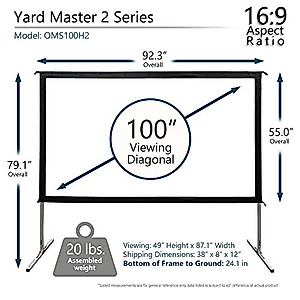 Projector Screen Yard Master 2 Series by Elite Screens | 100” (inch) Portable Outdoor or Indoor Front Projection with Stand | 16:9 4K/8K Ultra HD 3D Fast Folding Easy Snap Home Theater Cinema Movie