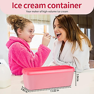 Ice Cream Containers Set of 2, 1.5 Quart Ice Cream Tub, Reusable Homemade Ice Cream Tubs with Stackable Freezer Storage Container for Yogurt, Sorbet, Gelato