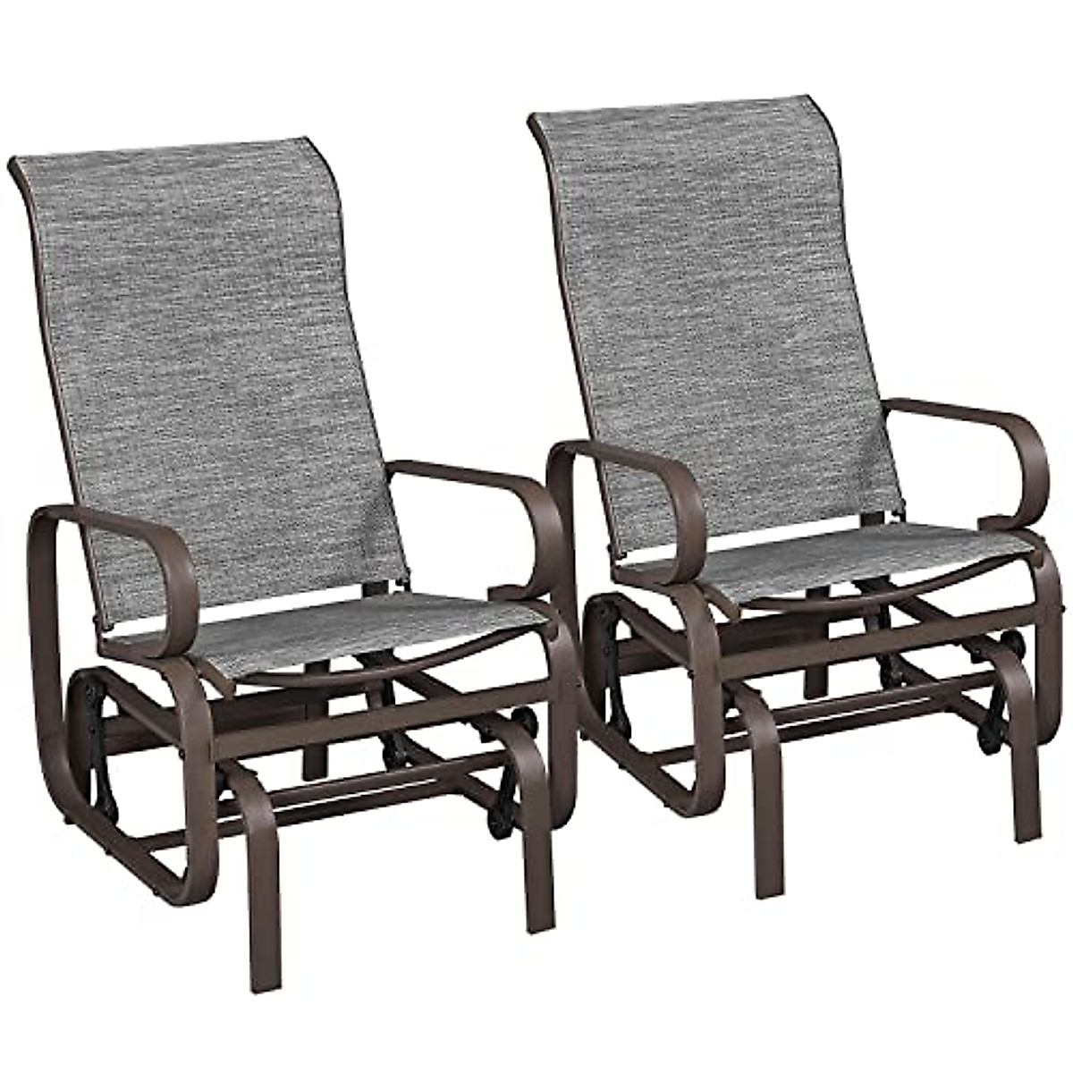 Yaheetech Outdoor Patio Glider, Rocking Lounge Chair with Texteline Fabric and Steel Construction for Porch Patio Balcony Set of 2