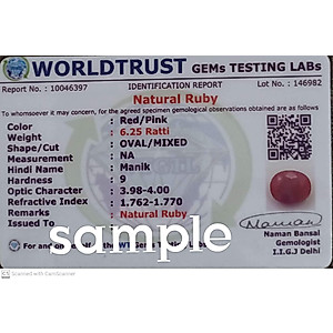 LMDPRAJAPATIS 7.25 Carat Red Ruby Birthstone Gold Plated Adjustable Ring For Men And Women