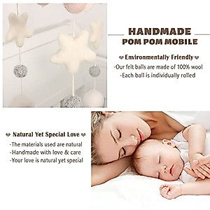 Baby Mobile for Crib - Crib Mobile for Girls, Boys - Mobile for Bassinet, Pack N Play - Boho Crib Mobile - Felt Ball Mobile - Gender Neutral Baby Mobile - Boho Nursery Decor