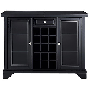 Crosley Furniture Alexandria Sliding Top Bar Cabinet with Storage Shelves, Drawer, and Wine Rack, Vintage Mahogany