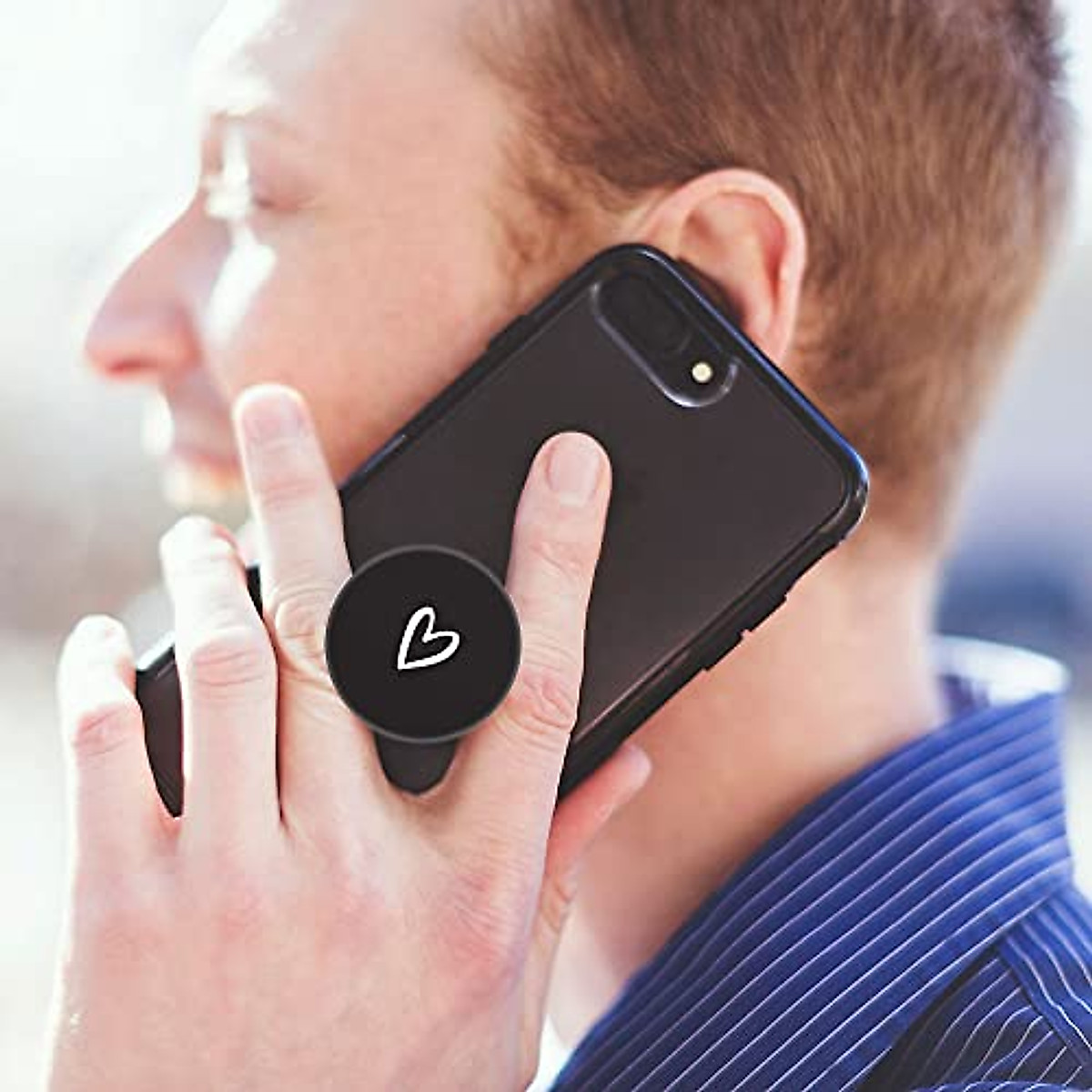 MOKKI Universal Phone Crip,Cell Phone Finger Holder Stand for Smartphone and Tablet -（4 Pack） White Rose Gold Heart Purple Black Pink