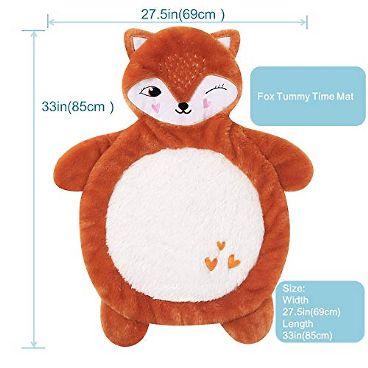 Little Grape Land Baby Play Mat for Floor, Tummy Time Mat & Fox Nursery Rug, Baby Floor Piano Play Mat Gym Activity Plush Padded Play Mat Infant, Foldable & Machine Washable