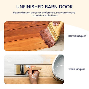 SMARTSTANDARD 36in x 84in Sliding Barn Door with 6.6ft Barn Door Hardware Kit & Handle, Pre-Drilled Ready to Assemble, DIY Unfinished Solid Spruce Wood Panelled Slab, K-Frame, Natural