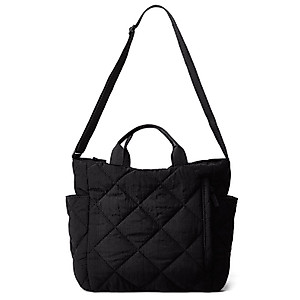 Women Quilted Tote Bag Puffer Hobo Handbag Lightweight Padding Shoulder Bag Nylon Padded Crossbody Purse Black One Size