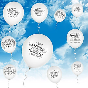 Chenkaiyang 60 Pcs Memorial Balloons White Funeral Balloons White Latex Balloons 12 in with 3 Roll White Balloon Ribbon for Funeral Decoration(Wing)