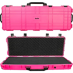 Eylar 38" Inch Protective Roller Rifle Hard Case with Foam, Waterproof & Crushproof, Two Rifles Or Multiple Guns, Pressure Valve with Lockable Fittings Pink