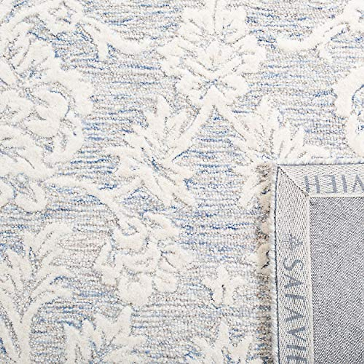 SAFAVIEH Glamour Collection 9' x 12' Blue/Ivory GLM651M Handmade Premium Wool Area Rug