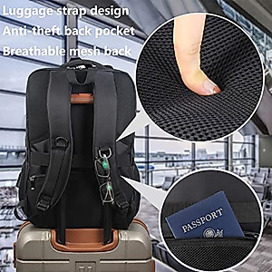 TITILT Laptop Backpack Fits 17 Inch Computer, Bussiness Travel Backpack with USB Charging Port and Anti Theft Pocket, Men Women Student College Bookbag,Black