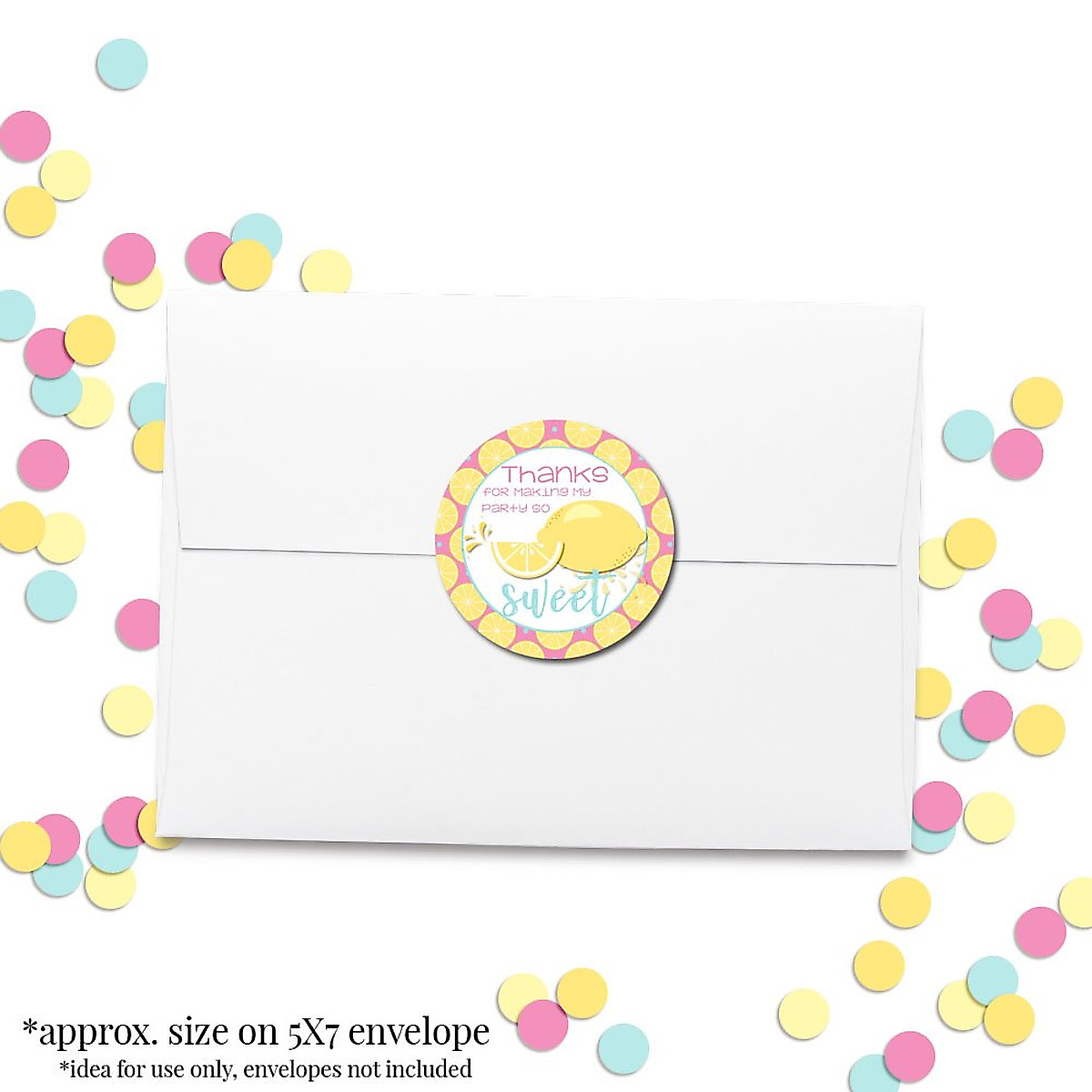Sweet Summer Lemonade Thank You Sticker Labels, 40 2" Party Circle Stickers by AmandaCreation, Great for Party Favors, Envelope Seals & Goodie Bags