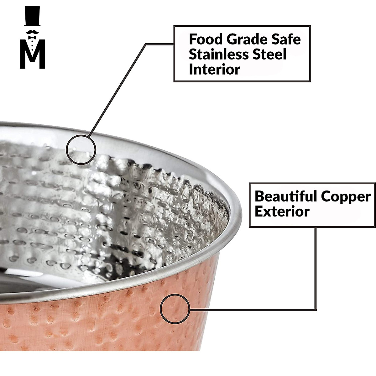 Moscow-Mix Kitchen Utensil Holder Caddy - Kitchen Utensils Accessories Tools Cutlery Spoon Set Holder Organizer Caddy - Copper Plated Stainless Steel Hand Hammered Caddy