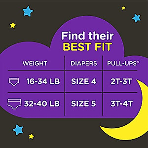 Pull-Ups Boys' Nighttime Potty Training Pants, Training Underwear, 3T-4T (32-40 lbs), 60 Ct