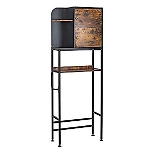 LAVIEVERT Industrial Toilet Storage Rack with Adjustable Shelf, 4-Tier Bathroom Space Saver with 2 Cabinets, Freestanding Bathroom Organizer Over Toilet for Restroom, Laundry - Rustic Brown