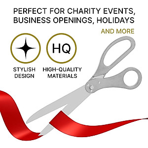 25" Giant Ribbon Cutting Scissors Silver — Heavy Duty Extra Large Grand Opening Ribbon Cutting Ceremony Scissors for Grand Openings Inaugurations Ceremonies & Special Events
