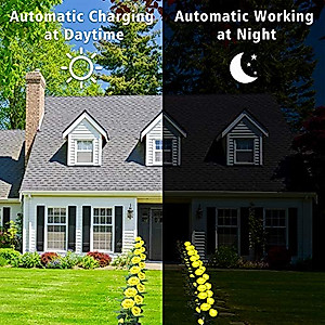 Solar Garden Decorations, 2 Pack 6 Solar Lights Outdoor Decorative with Exquisite Rose Flowers, Garden Lights Solar Powered Waterproof, Solar Flower Lights for Patio, Pathway, Yard Decoration (Yellow)