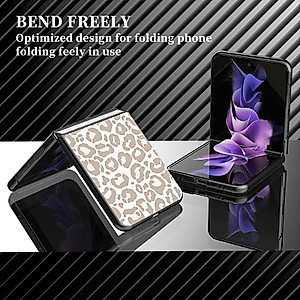 FUYOCWE for Samsung Galaxy Z Flip 5 Case,Leopard Cheetah Print Pattern Cover for Women Men, Slim Fit Lightweight PU Leather Hard PC Folding Phone Case for Samsung Galaxy Z Flip 5 5G 2023